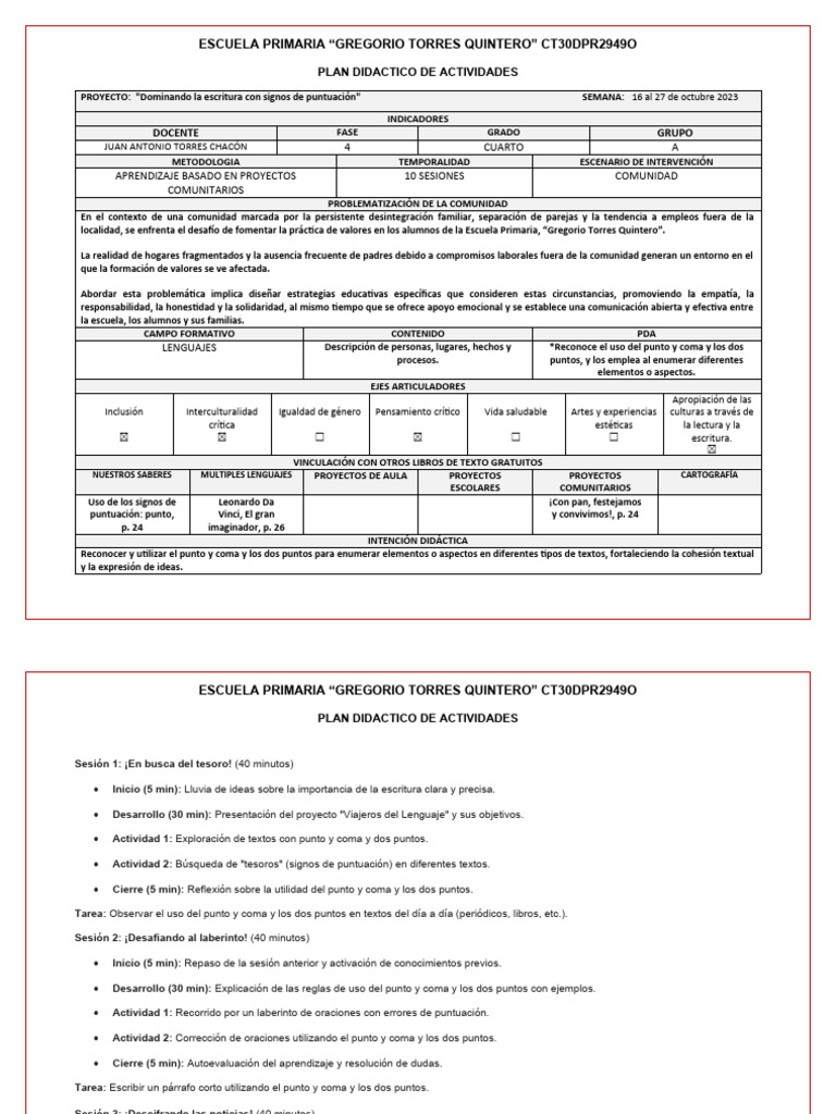 PLANEACION JATCH CUARTO GRADO Lenguajes 4 | PDF | Educación primaria ...
