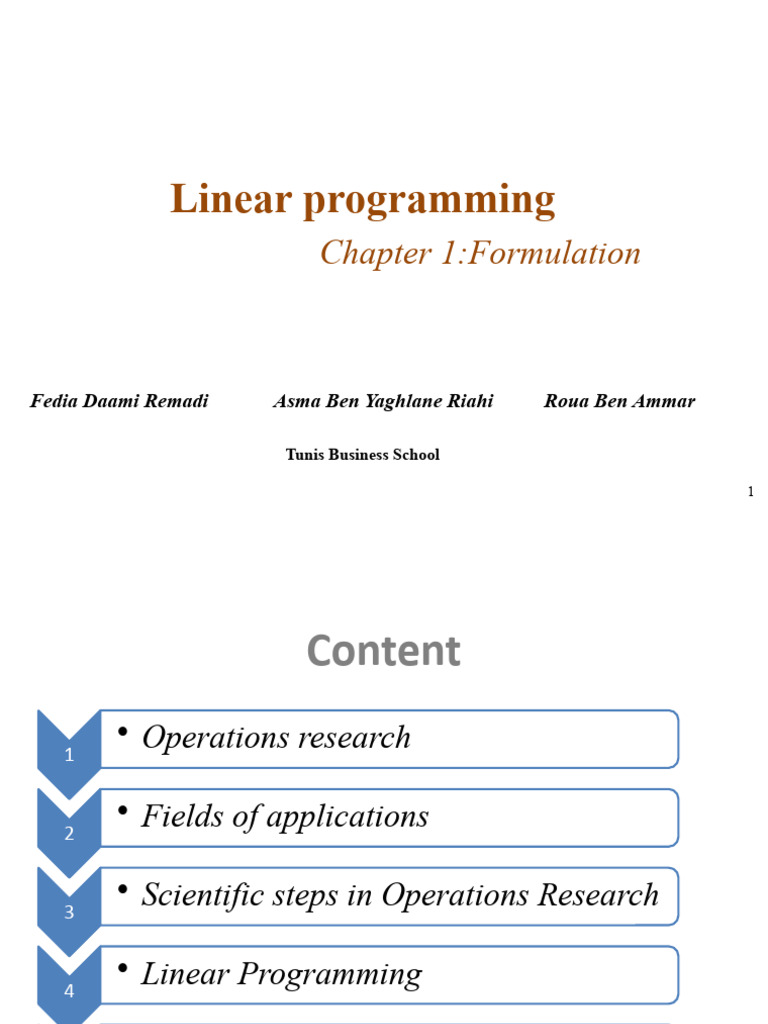 Chapter 1 Formulation | Download Free PDF | Mathematical Optimization | Linear Programming