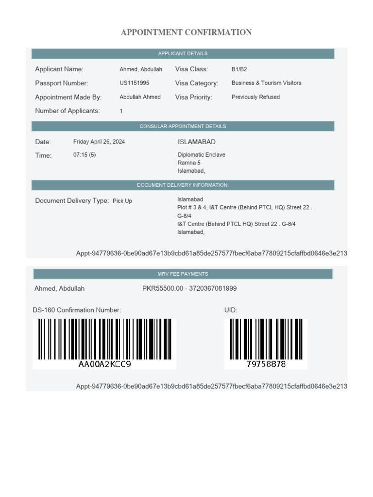 Appointment Confirmation | PDF | Travel Visa | Passport