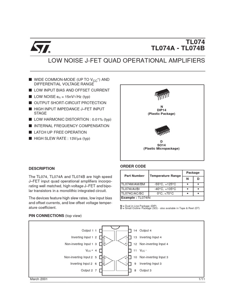 TL074 | PDF | Operational Amplifier | Amplifier