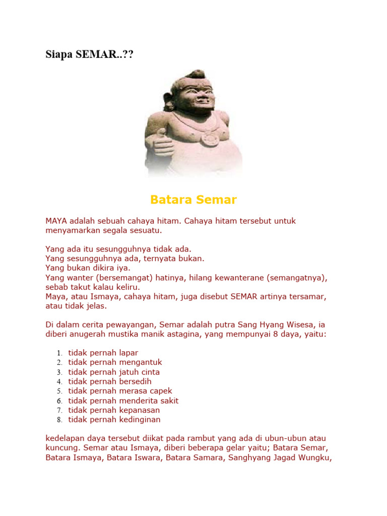 Siapa SEMAR | PDF | Agama & Spiritualitas