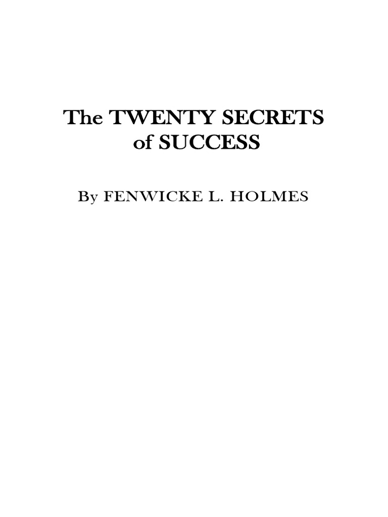 The Twenty Secrets of Success Final To Website | PDF | Mind | Thought