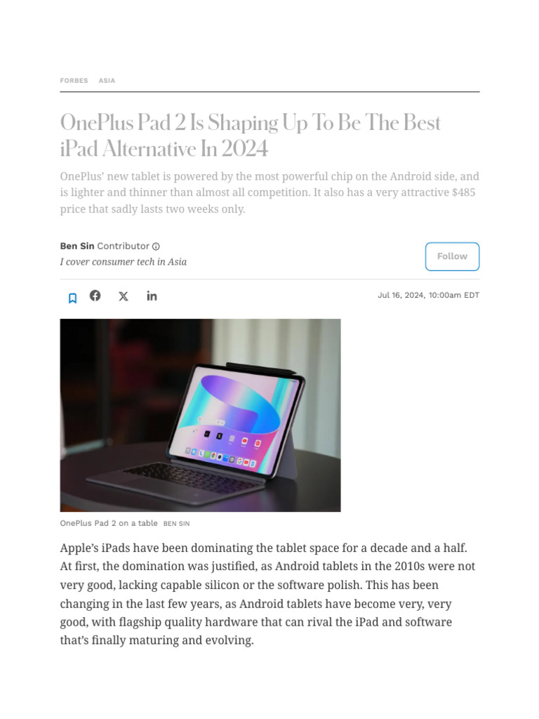 OnePlus Pad 2 Is Shaping Up To Be The Best Ipad Alternative in 2024 ...