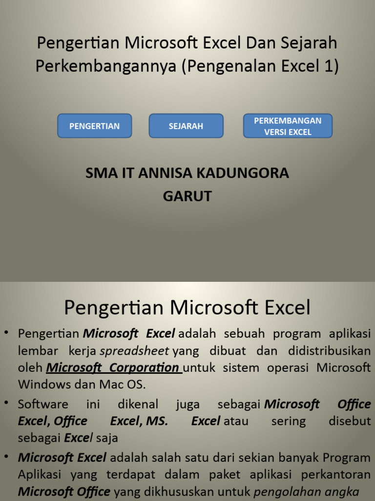 Pengertian Microsoft Excel Dan Sejarah Perkembangannya | PDF