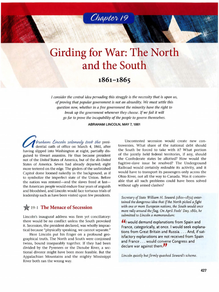 CH 19 - Girding For War - The North and The South | PDF | Confederate ...