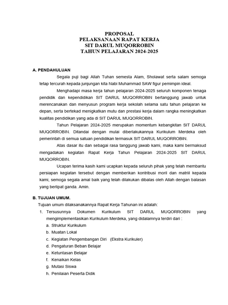 Proposal Raker Sit Darul Muqorrobin 2024 | PDF