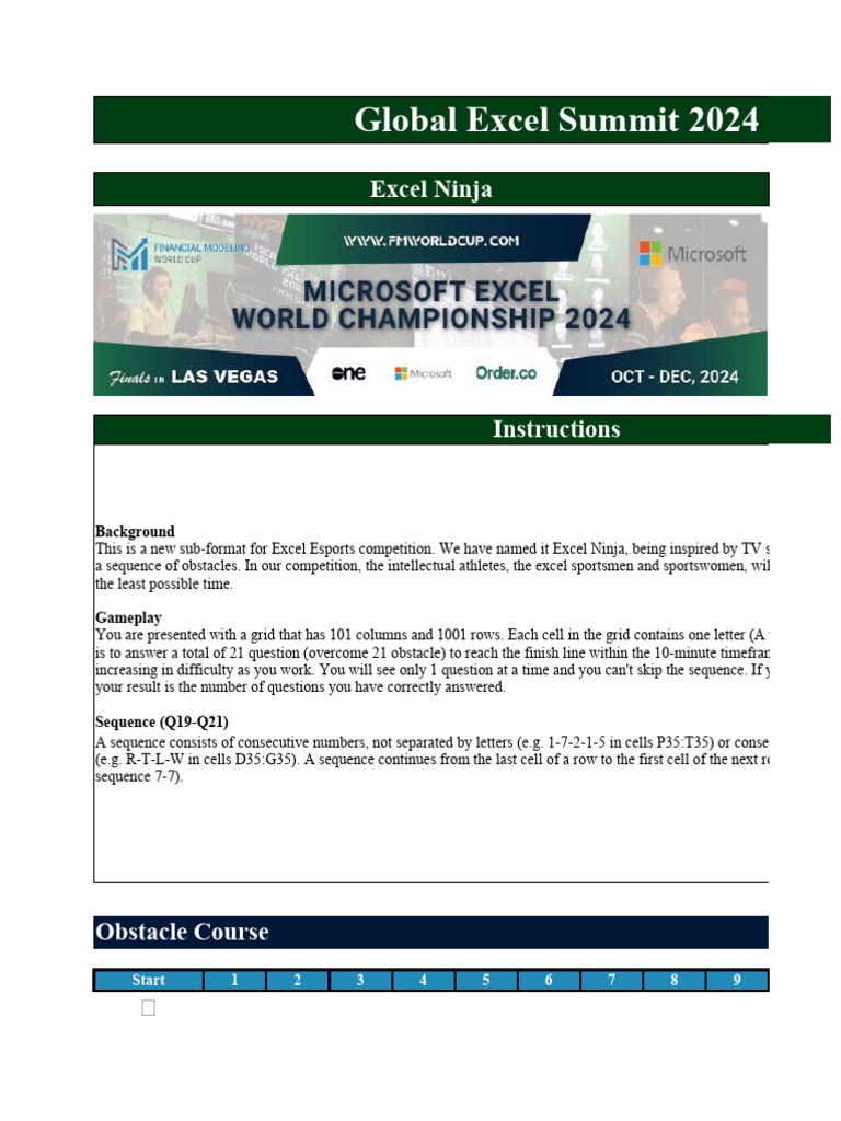 Excel Ninja Challenge 2024 | PDF