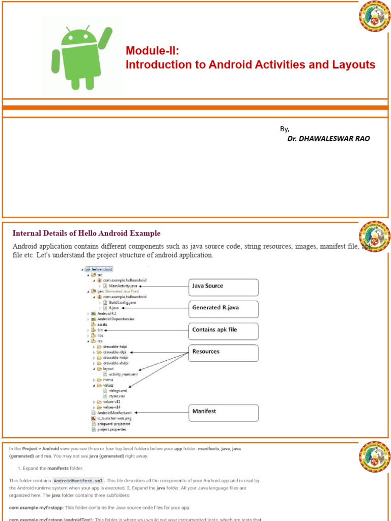 Module-II_Introduction-to-Android-Activities-and-Layouts | PDF