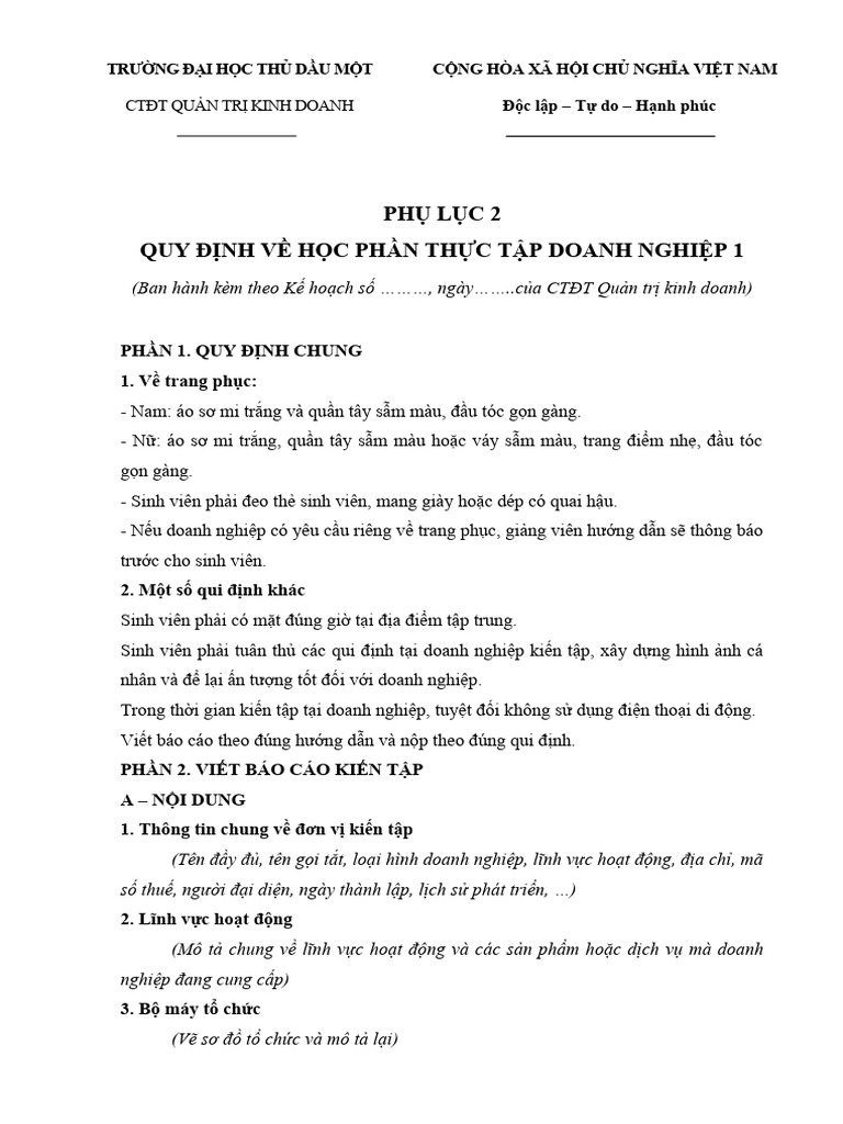 BIỄU MẪU THỰC TẬP DN 1 | PDF