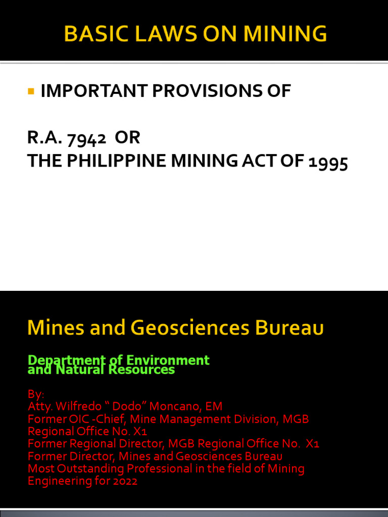 Lecture Material - Mining Laws and Ethics | PDF | Mining | Mineral Rights