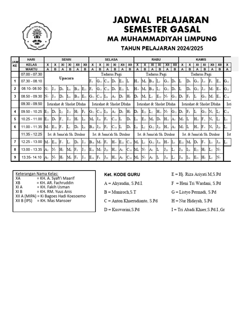 Jadwal KBM 2425 | PDF