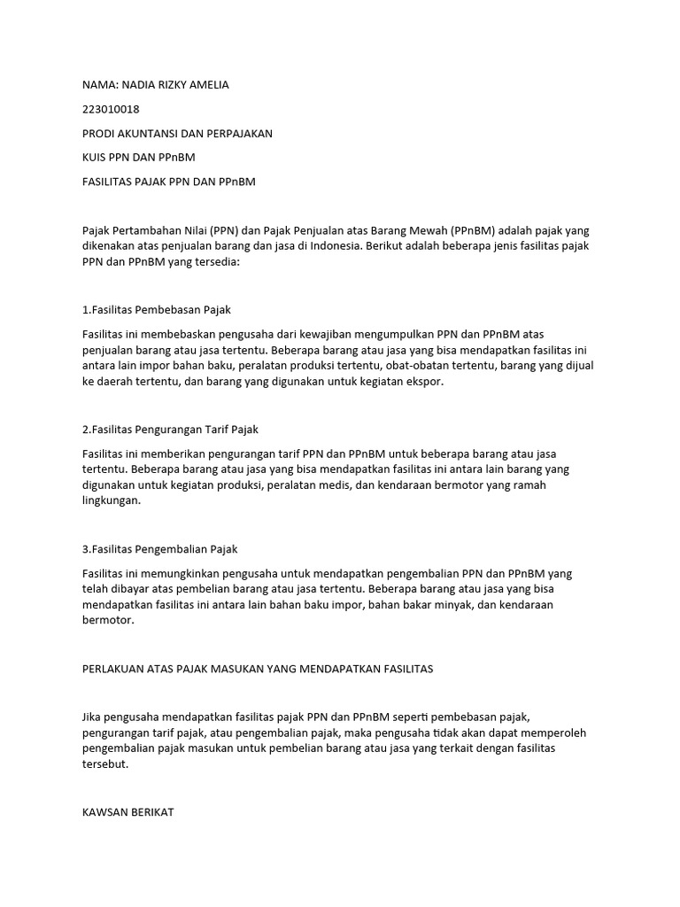 NADIA RIZKY AMELIA - 223010018 - KUIS PPN DAN PPNBM | PDF | Teknologi ...