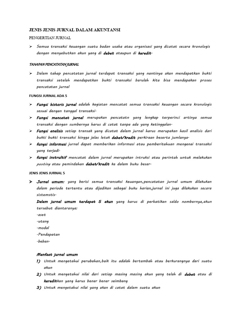 Jenis Jenis Jurnal Dalam Akuntansi (Di Duluar Matkul) | PDF | Bisnis | Pengelolaan Keuangan & Uang