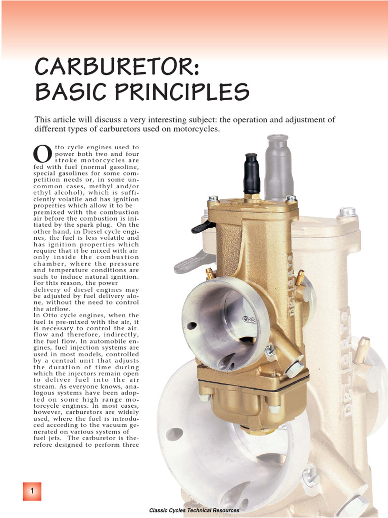 Motorcycle Carburetor Carb Instruction Manual | PDF | Carburetor | Throttle