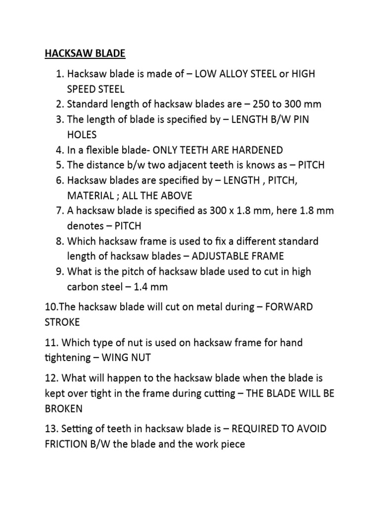 Hacksaw Blade | PDF