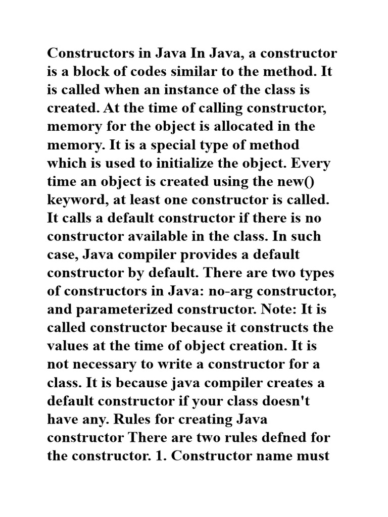 constructor java | Download Free PDF | Constructor (Object Oriented ... constructor java | Download Free PDF | Constructor (Object Oriented ...