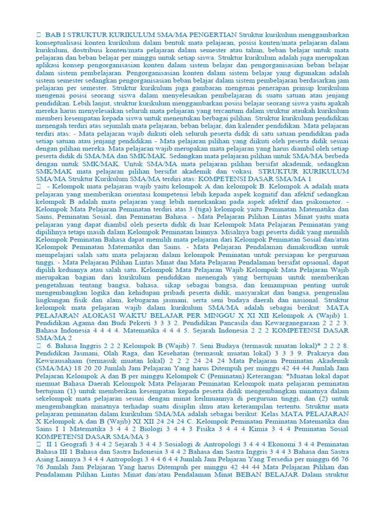 Bab I Struktur Kurikulum Sma | PDF | Kajian Bahasa Asing