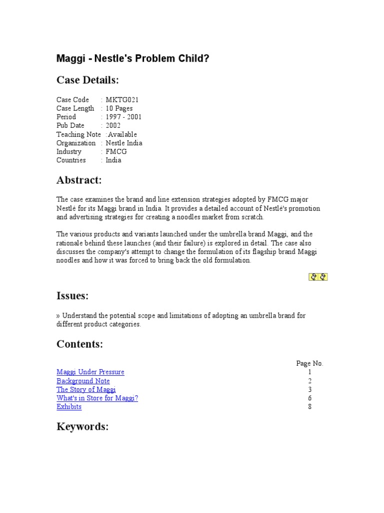 Maggi - Case Study | PDF | Nestlé | Brand