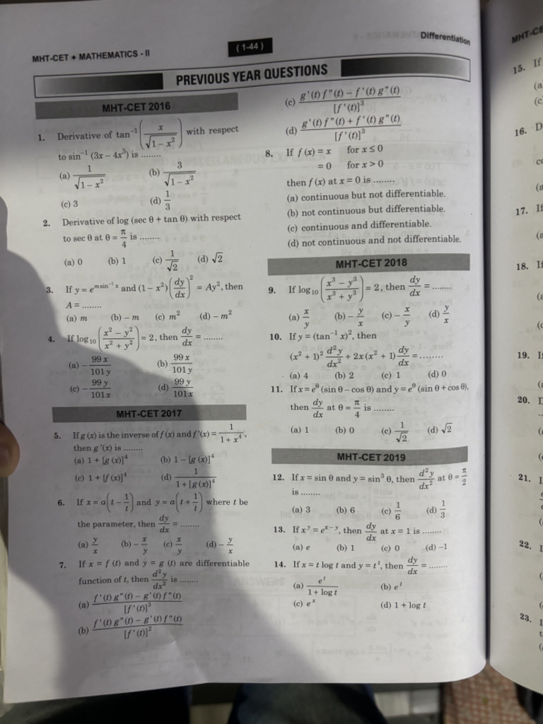 Derivatives CET PYQs 2 | PDF