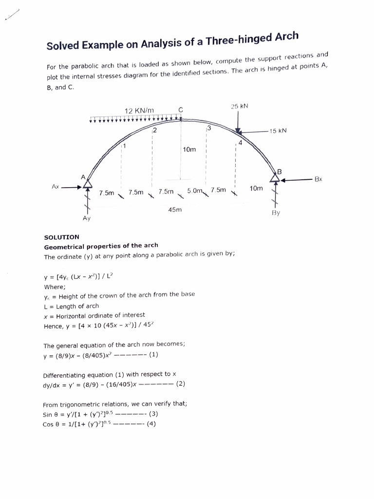 Solved Example For Three Hinged Arch | PDF | Euclidean Geometry | Mathematics