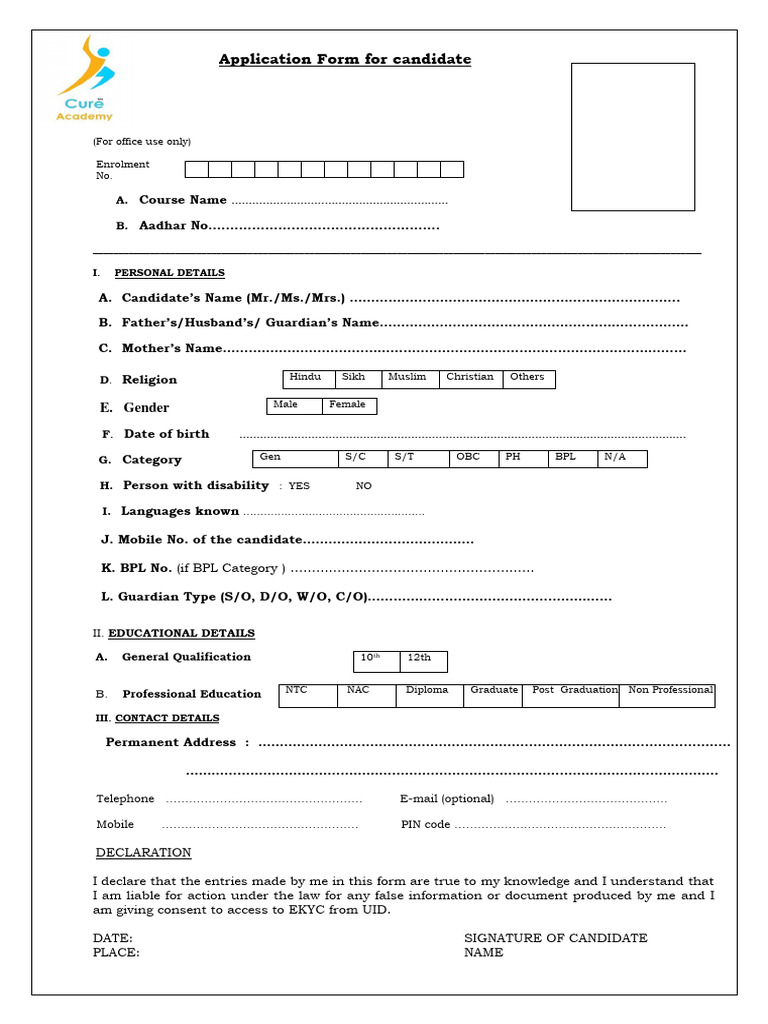 Candidate Application Form | PDF | Career & Growth | Law