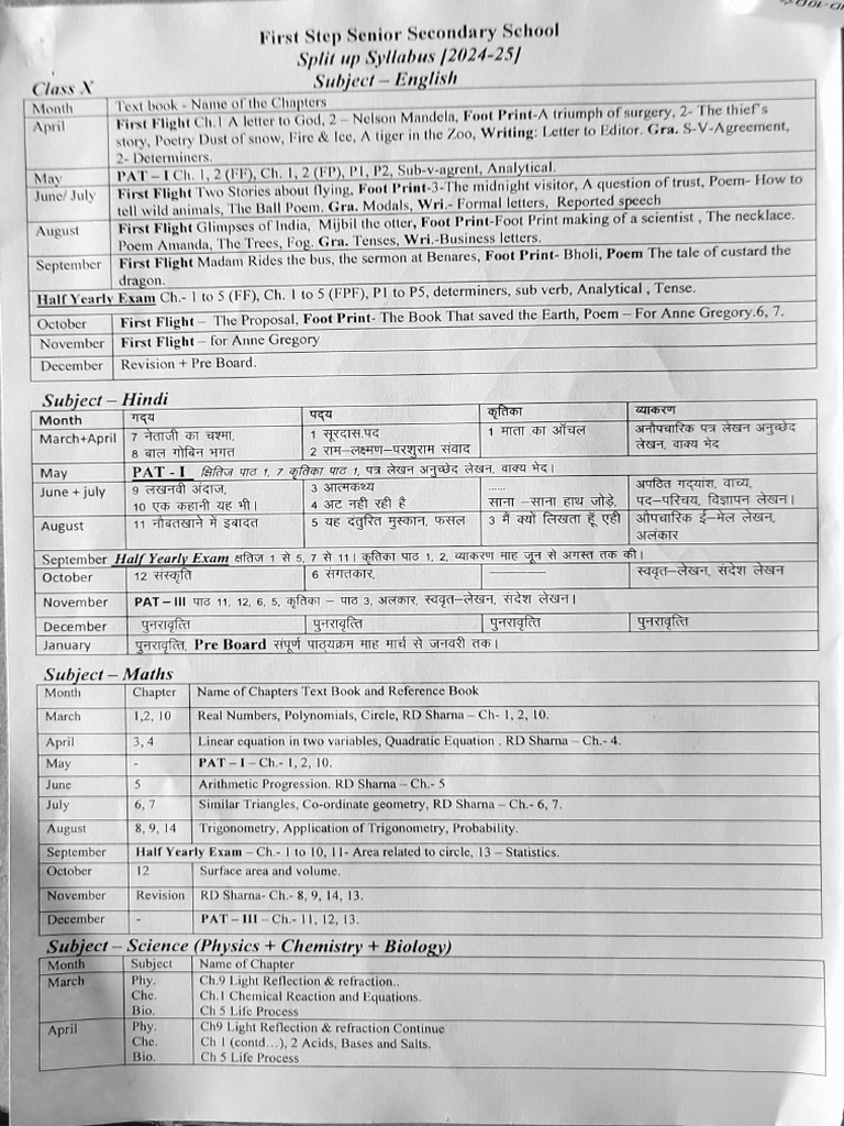 10th (Syllabus) | PDF