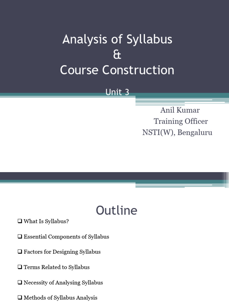 Unit 3 Analysis of Syllabus | PDF | Curriculum | Analysis