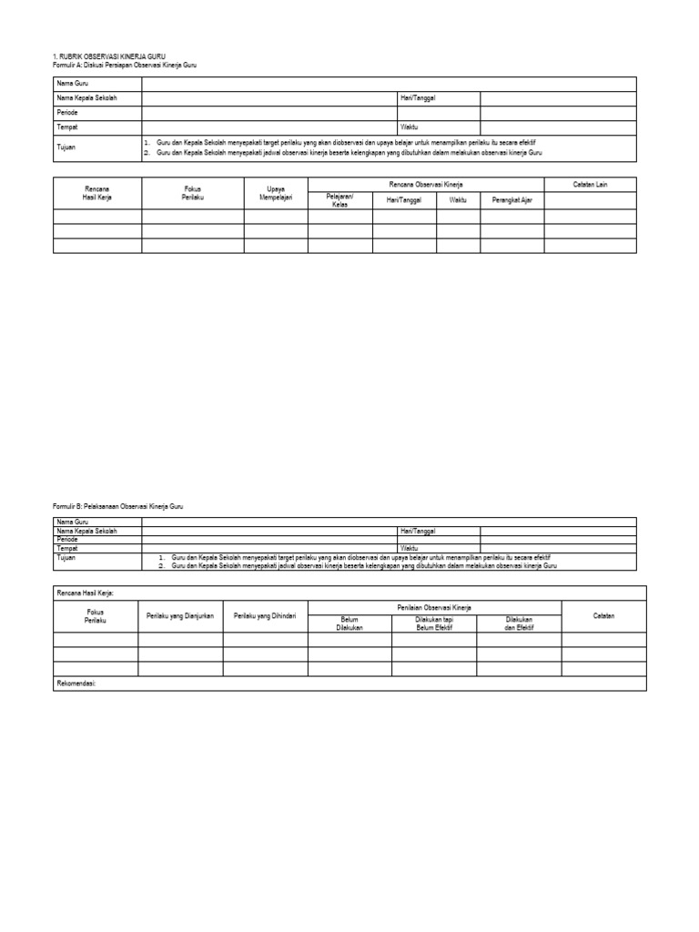 @formulir Observasi | PDF