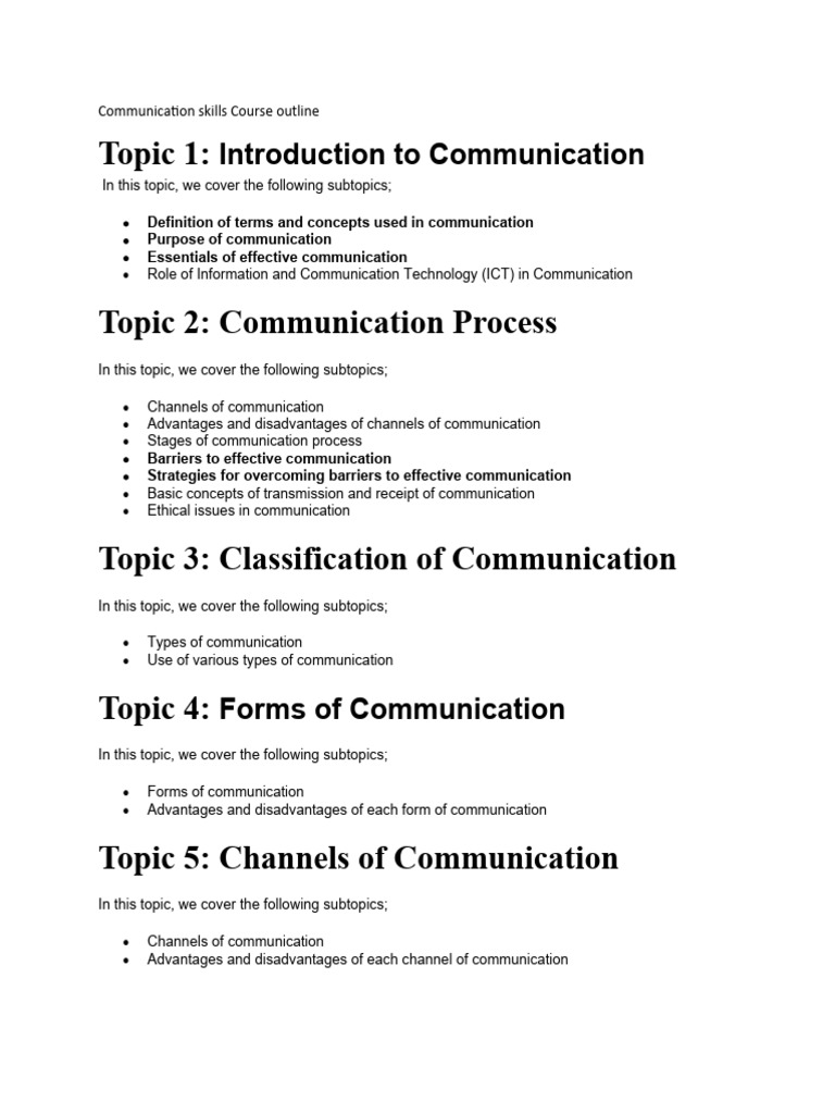 Communication Skills Course Outline | PDF | Communication | Etiquette