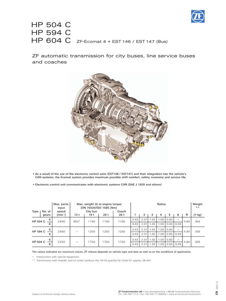 Ecomat 4 Dados Tecnicos | PDF | Horsepower | Automatic Transmission