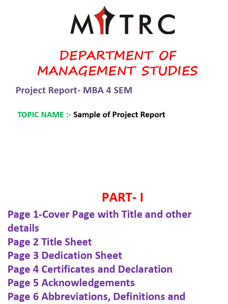 MBA 4th Semester Project Report Guide | PDF | Business | Art