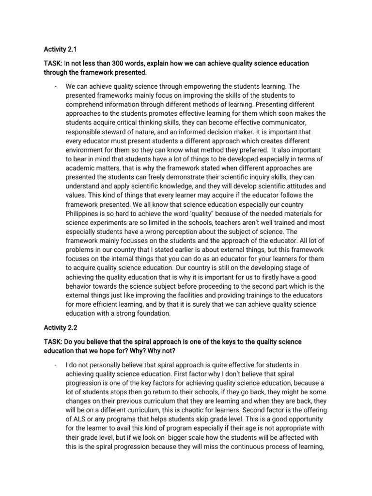 Task Sheet 2 | PDF | Learning | Science Education