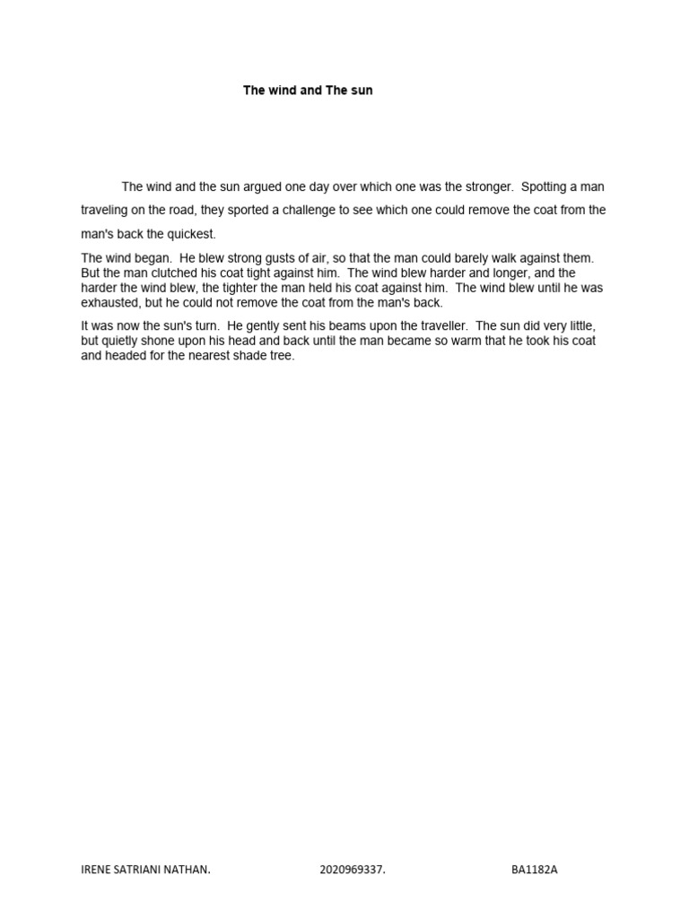 The Wind and The Sun | PDF