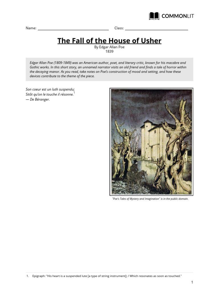 Text For The Fall of The House of Usher | PDF | Poetry