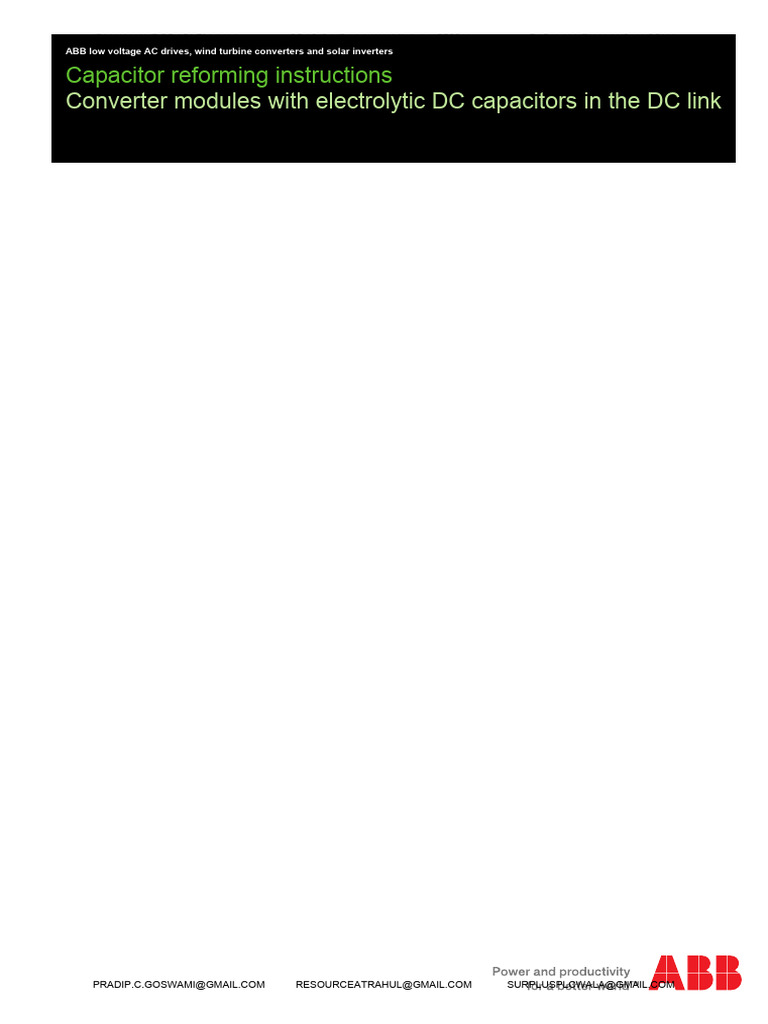 ABB Capacitor Reforming Instructions Converter Modules With Electrolytic DC Capacitors in The DC ...