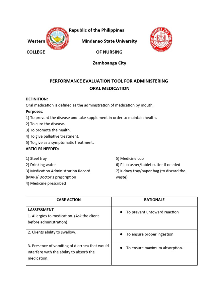Oral Medication Administration Guide | PDF | Tablet (Pharmacy) | Medicine