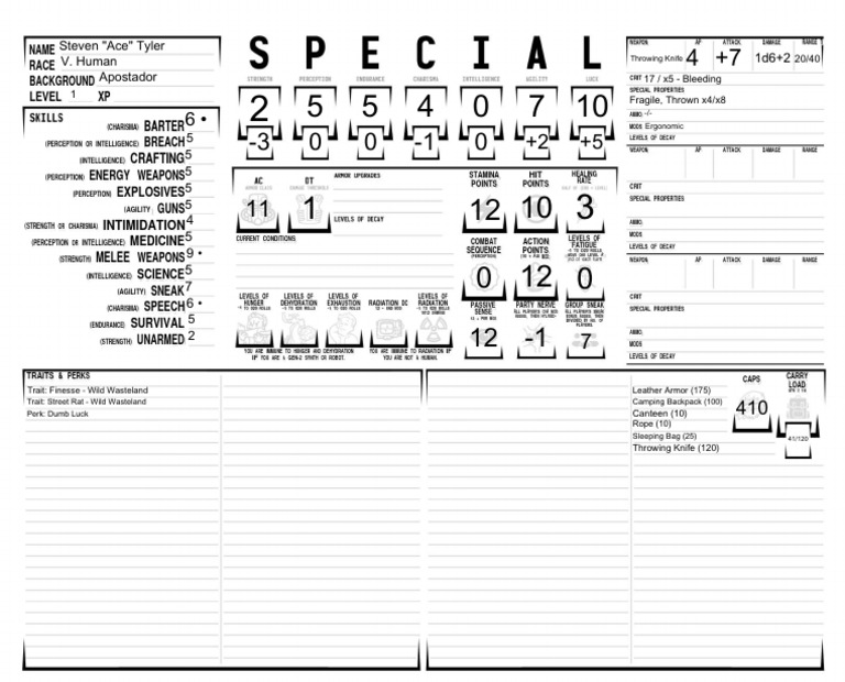 Ficha Ace Fallout | PDF