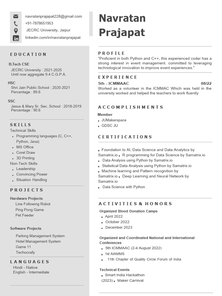 Navratan Resume | PDF | Computing | Computer Science