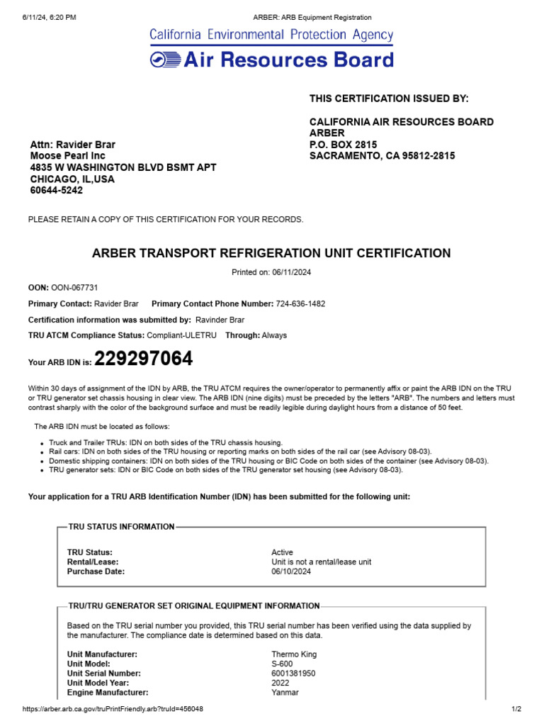 ARBER - ARB Equipment Registration | PDF | Engines | Land Vehicles