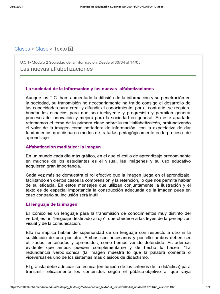 Instituto de Educación Superior N9-009 - TUPUNGATO - (Clases) 3 | PDF | Aprendizaje | Imagen