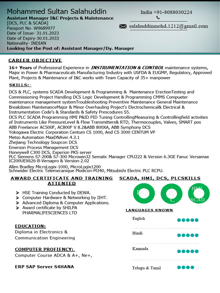 Sultan Resume | PDF | Programmable Logic Controller | Scada