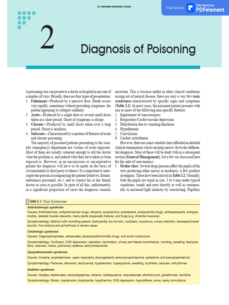 Diagnosis of poisoning | PDF | Clinical Medicine | Diseases And Disorders