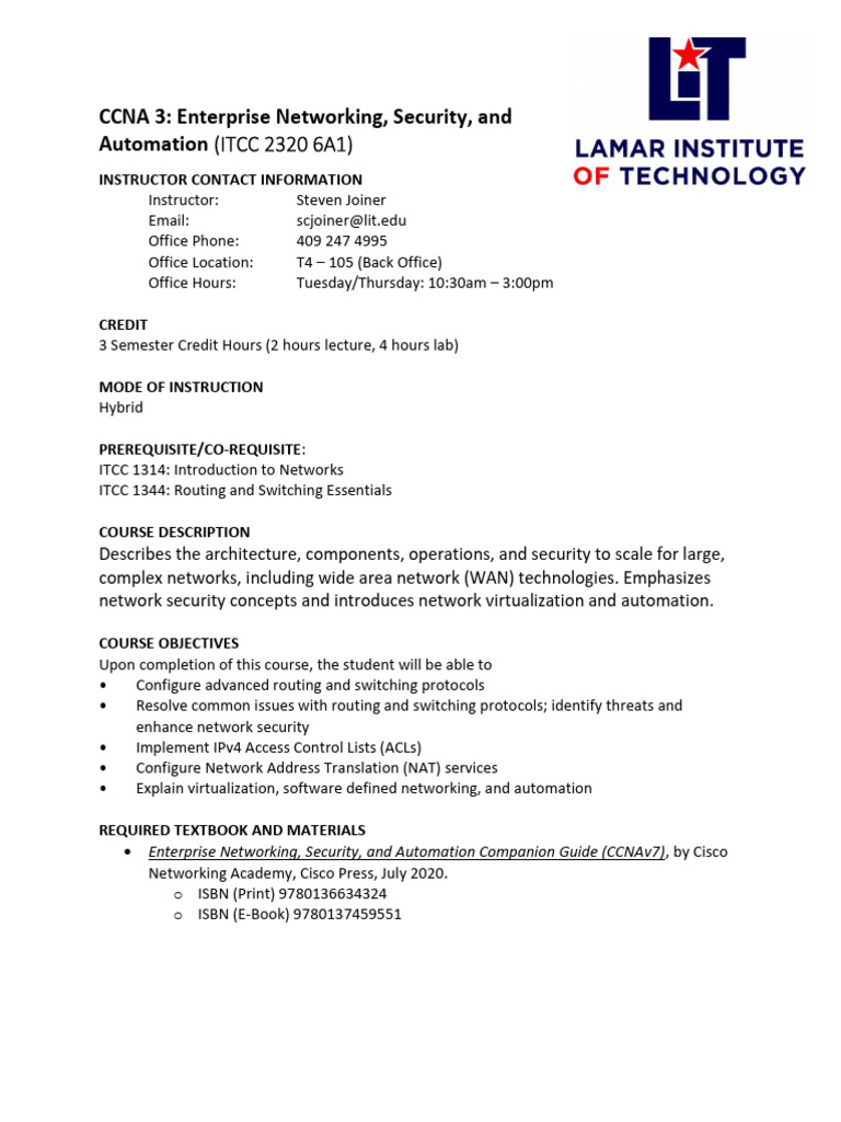 CCNA 3 - Enterprise Networking, Security, and Automation (ITCC A1) | PDF | Cisco Certifications ...