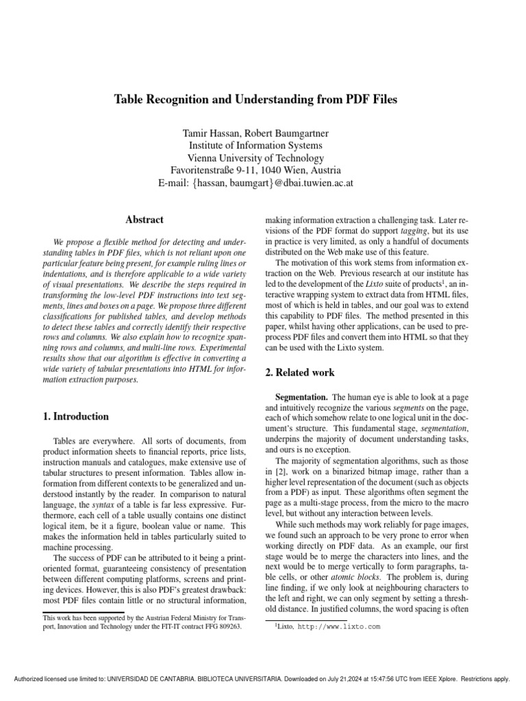 Table Recognition and Understanding From PDF Files | PDF | Image ...