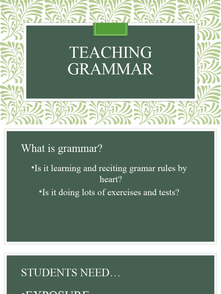 Teaching Grammar | PDF | Learning | Teachers