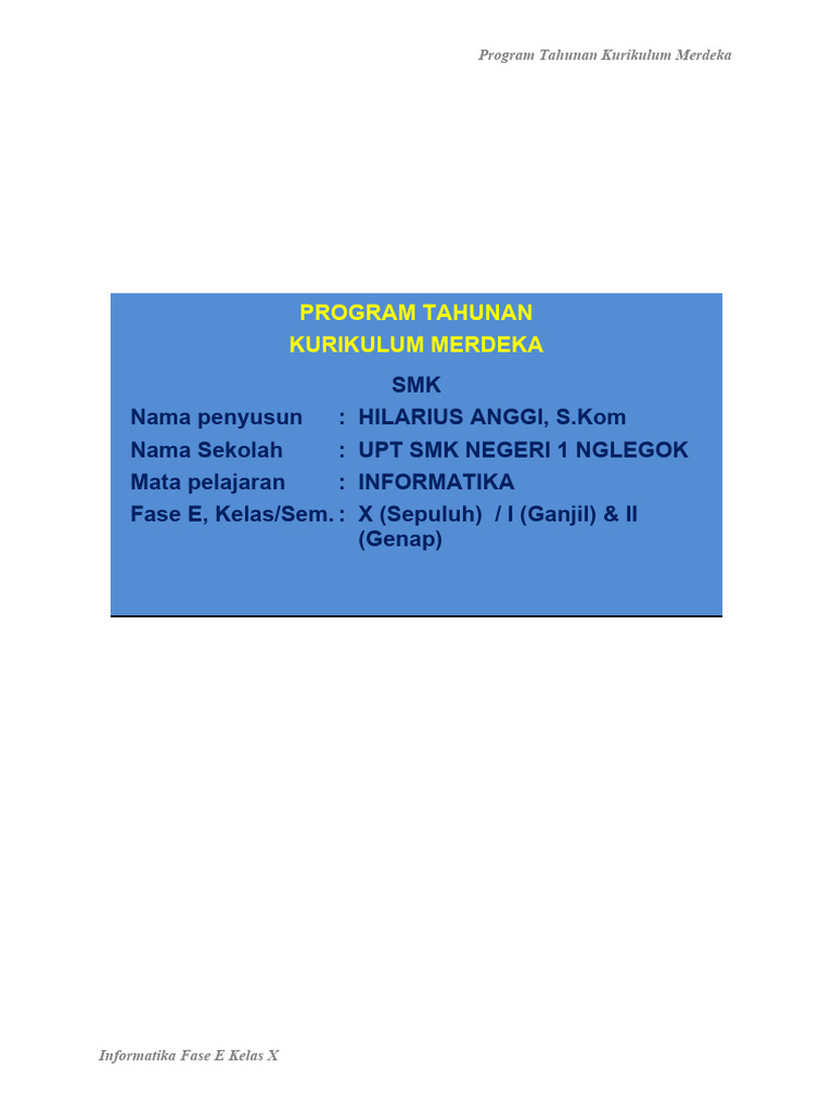 Prota Tik SMK 10 | PDF