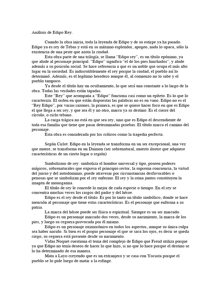 Análisis de Edipo Rey | PDF | Edipo | Tragedia griega