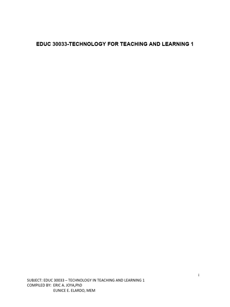 For Students Only - Im For Educ 30033 Technology in Teaching and Learning 1 Joya Elardo Ayg1 ...