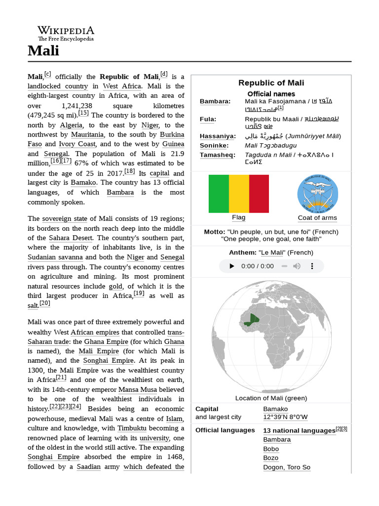 Mali | PDF | Mali