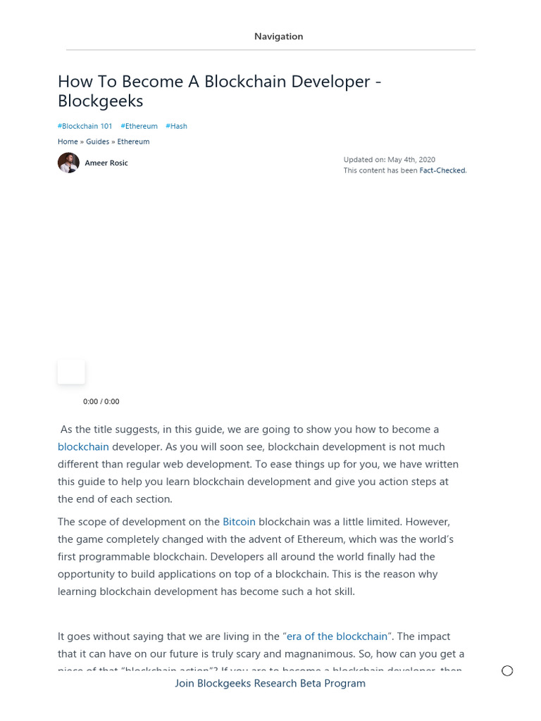 How To Become A Blockchain Developer - Blockgeeks | PDF | Java Script ...